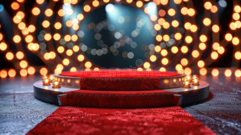 A Red Carpet with a Red Stage in the Middle Stock Illustration ...