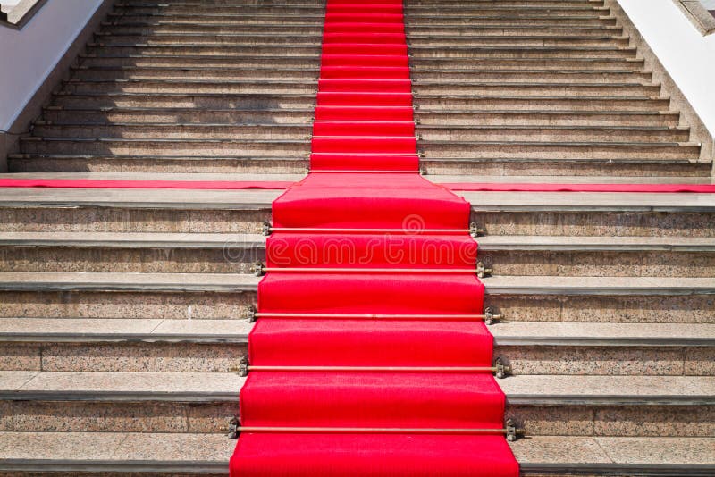 Red Carpet Way on Staircase Stock Image - Image of stairway, decoration ...