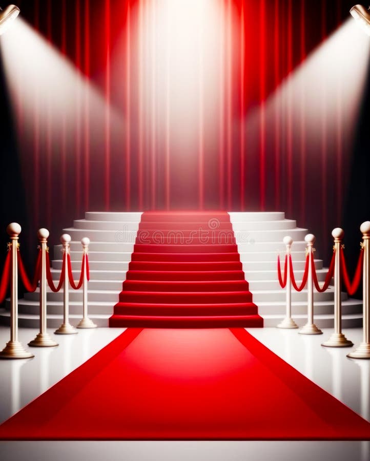 Red Carpeted Stage with White Steps and Red Carpeted Carpet. Generative ...