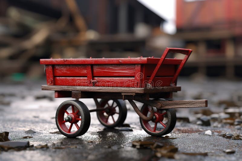 Red Cart in the Village. Generated by AI Stock Illustration ...