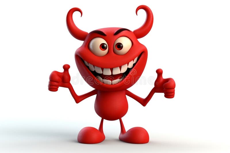 Red Cartoon 3D Devil on Transparent Background. AI Stock Illustration ...