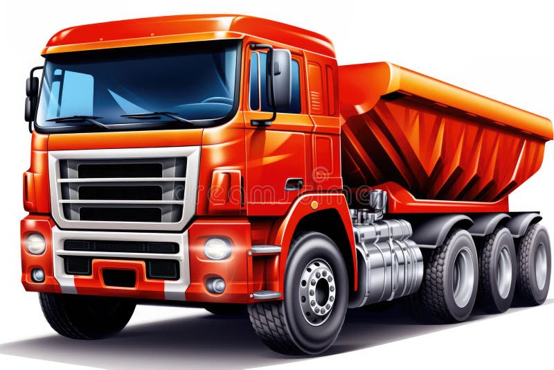 Red Cartoon Dump Truck on White Background Stock Illustration ...