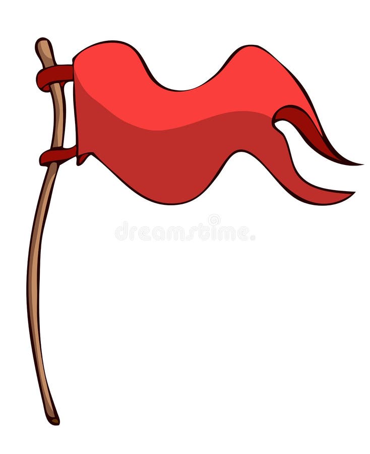 Red Cartoon Flag. stock vector. Illustration of important - 60006301