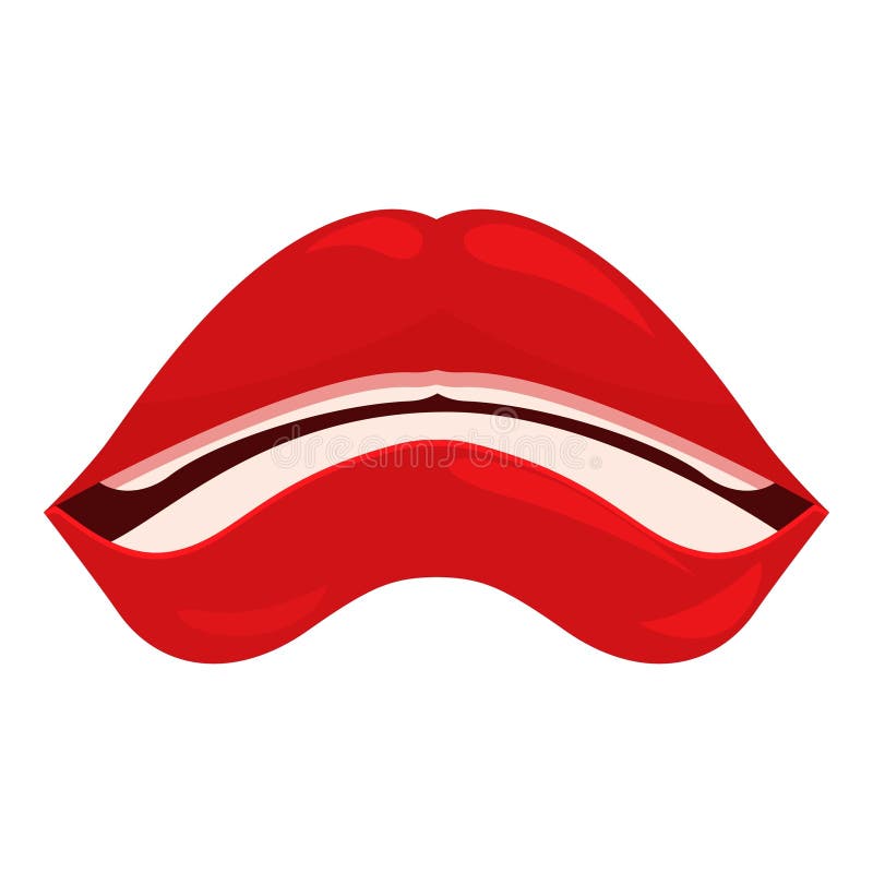 Red Cartoon Lips are Biting Down on the Bottom Teeth Stock Vector ...