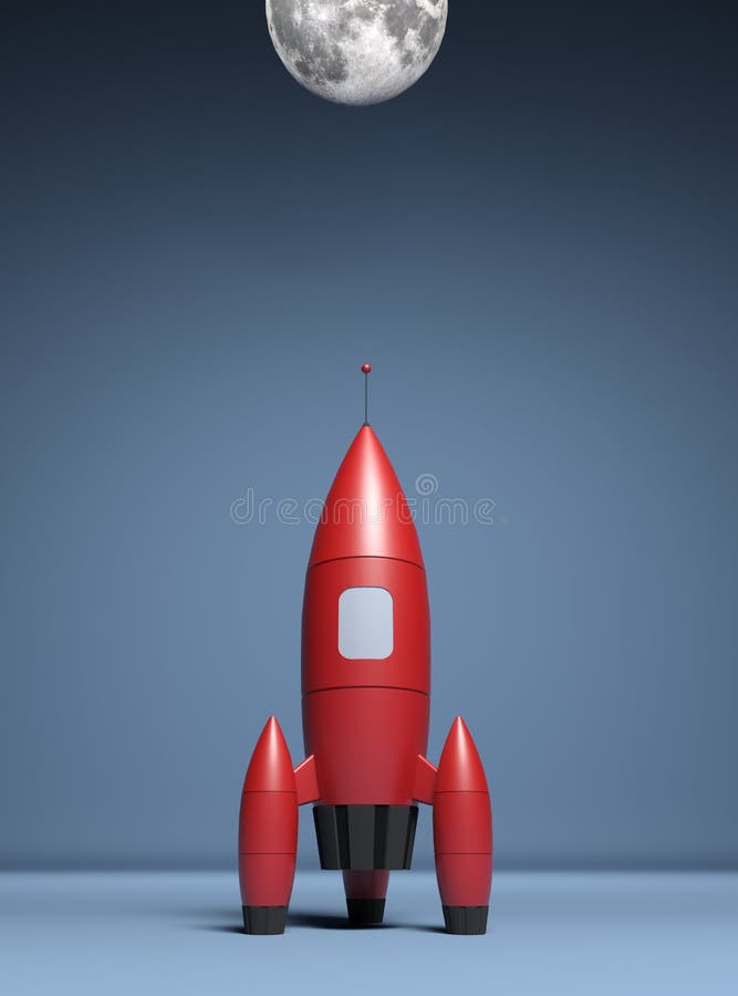 Red Cartoon Rocket Ready for Liftoff To Space Stock Illustration ...