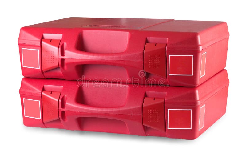 Red Cases with the Scientific Equipment on White Background Stock Photo ...