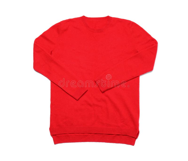 Red Cashmere Sweater Isolated on White Stock Photo - Image of soft ...