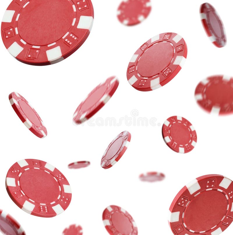 Red Casino Chips Falling on White Background Stock Photo - Image of ...