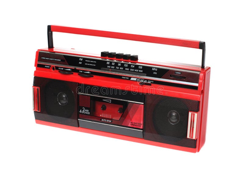 Red Cassette Radio Isolated on White Stock Image - Image of cassette ...