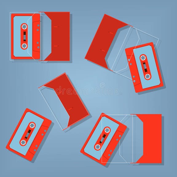 Red Cassette Tape Classic Style and Case Stock Vector - Illustration of ...