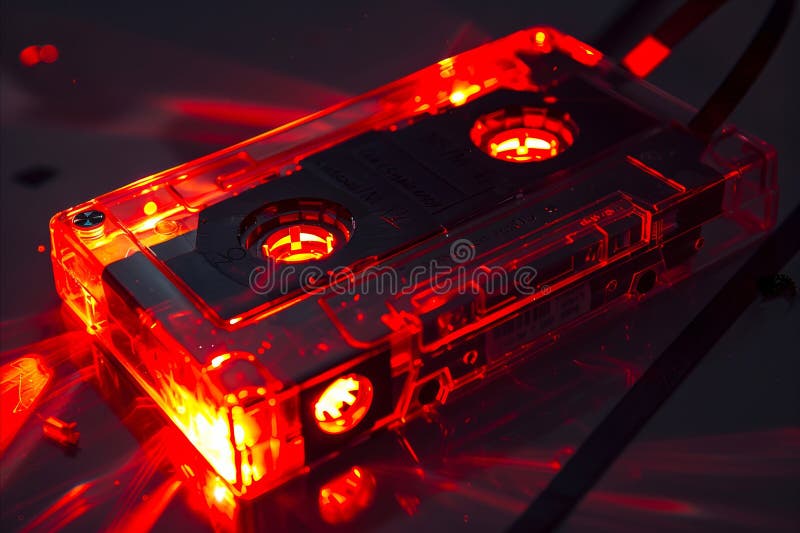 A Red Cassette Tape with Lights on it Stock Photo - Image of outdoor ...