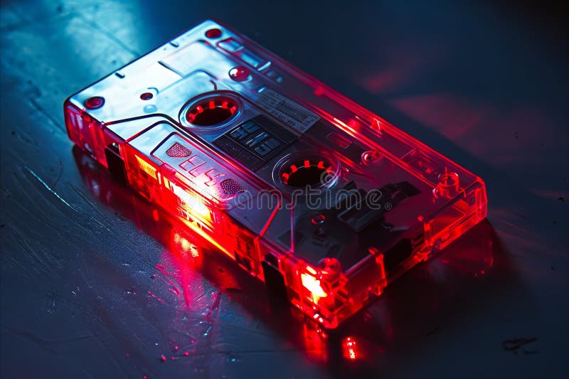 A Red Cassette Tape on a Table Stock Image - Image of tape, radio ...