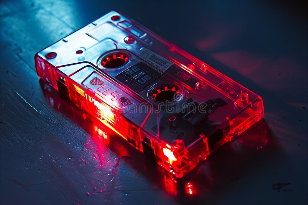 A Red Cassette Tape on a Table Stock Image - Image of tape, radio ...