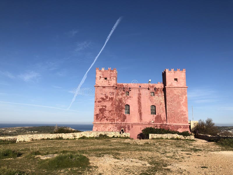 The Red Castle stock image. Image of malta, building - 141465283