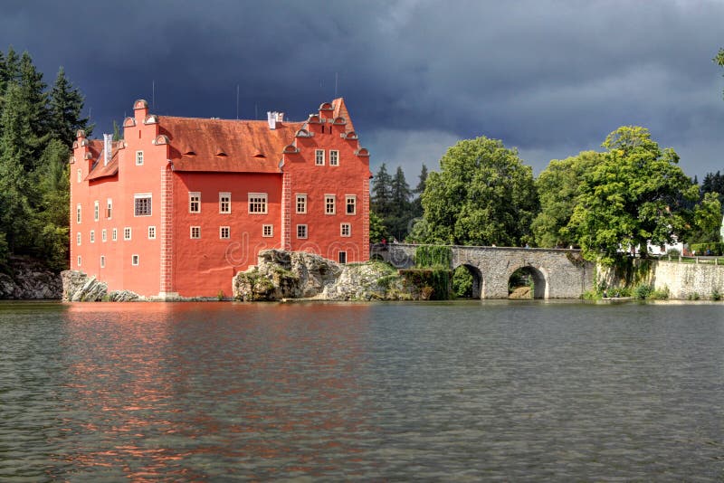 Red castle from the lake stock photo. Image of republic - 46990668