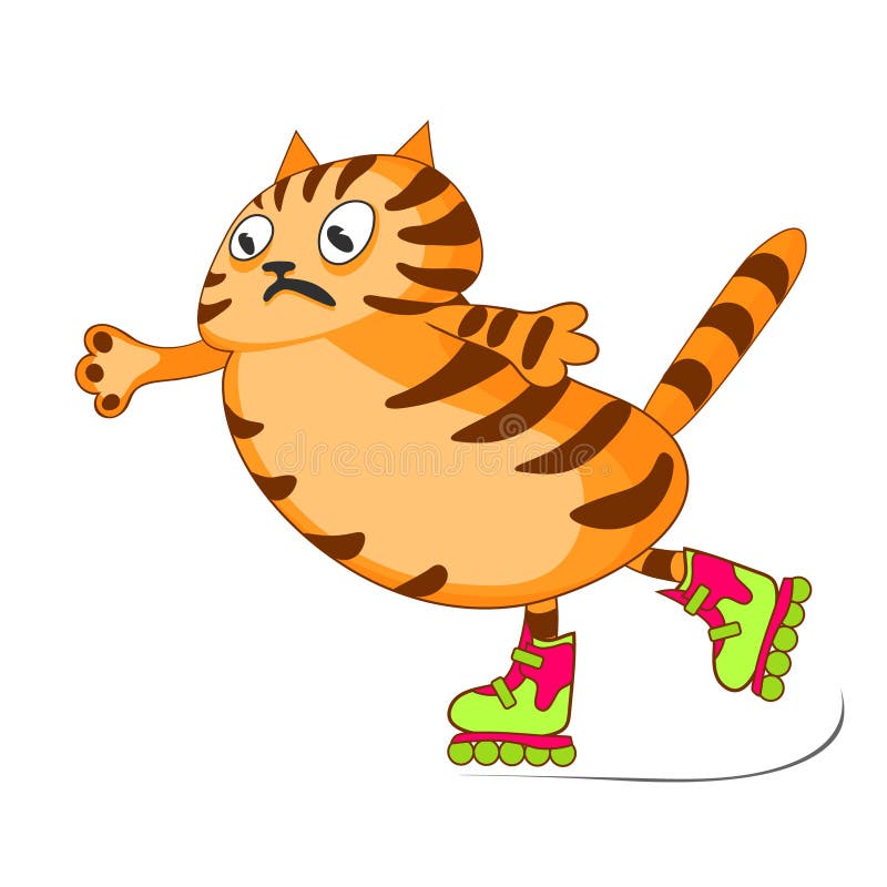 Cat on skates stock vector. Illustration of dress, drawing - 16043155