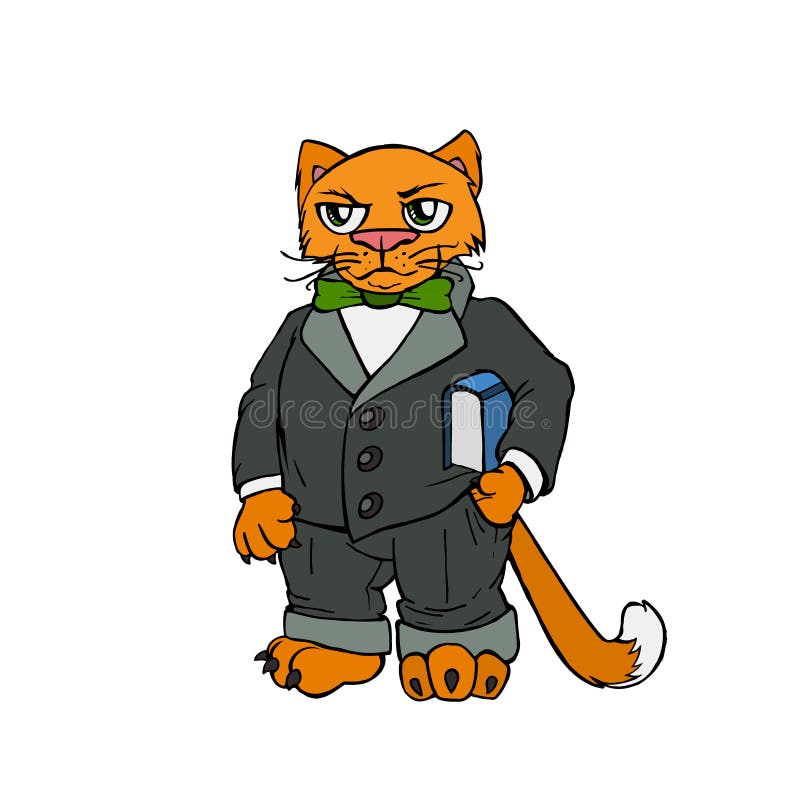 Red Cat Boss in Office. Vector Illustration. Stock Vector ...