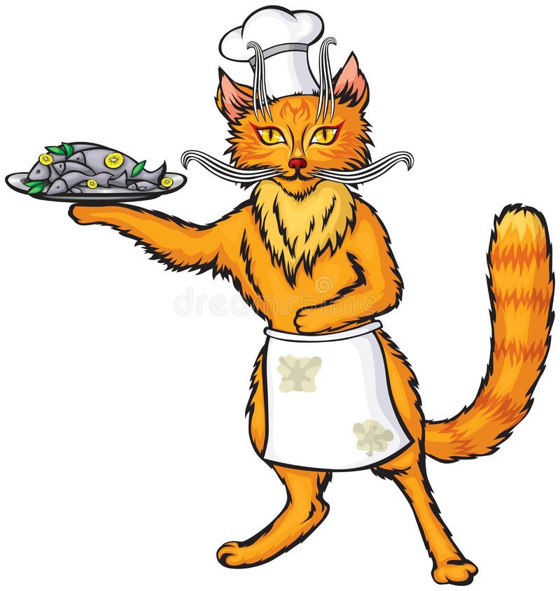 Red cat chef stock vector. Illustration of cook, dish - 21887969