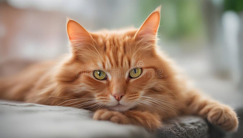 Red Cat, Cute Pet Lying and Looking at the Camera, Beautiful Cat ...