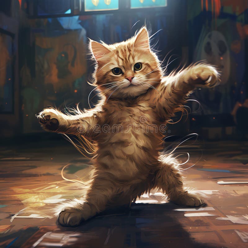 A red cat dances hip-hop. stock illustration. Illustration of clothes ...