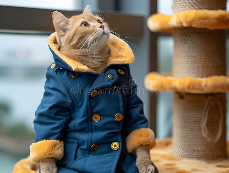 Red Cat Dressed in a Winter Jacket Stock Illustration - Illustration of ...