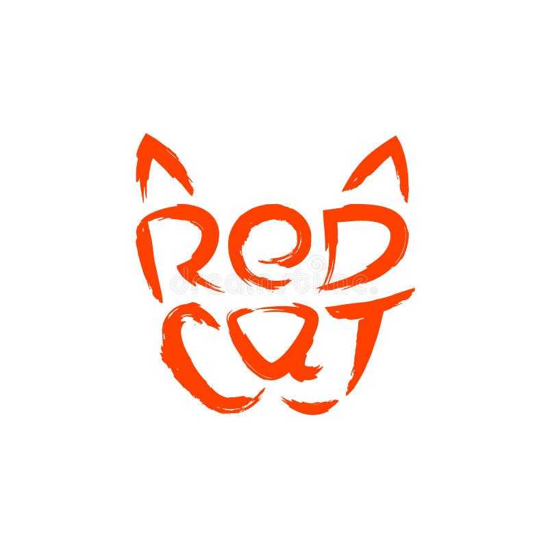 Red Cat Lettering Logo. Cat Head Drawing Letters Composition. Stock ...