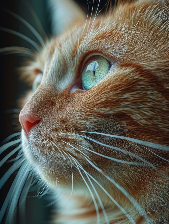 Red Cat Looks Up with Green Eyes Stock Image - Image of kitten ...