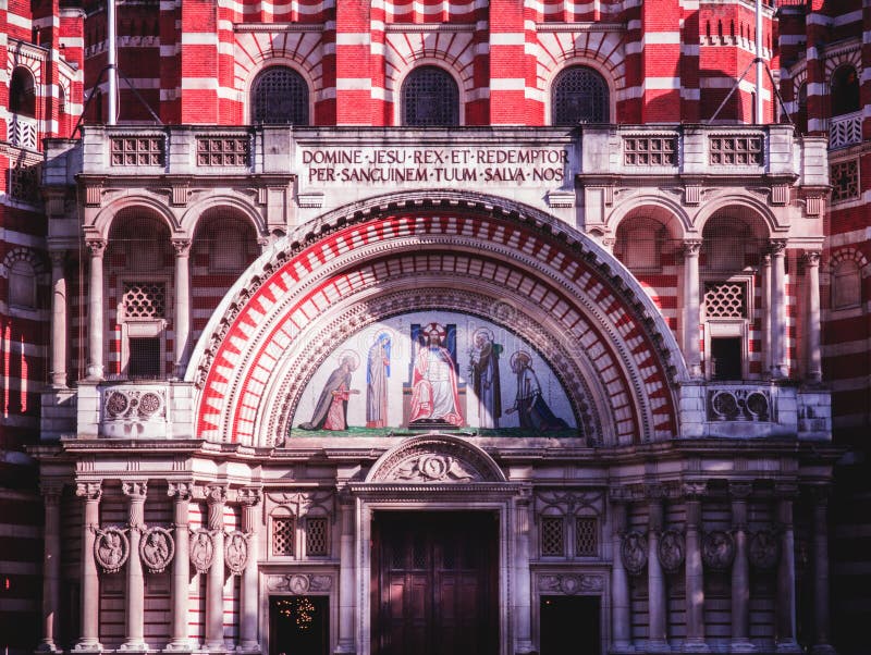 Red Cathedral stock image. Image of church, arch, architecture - 117689015