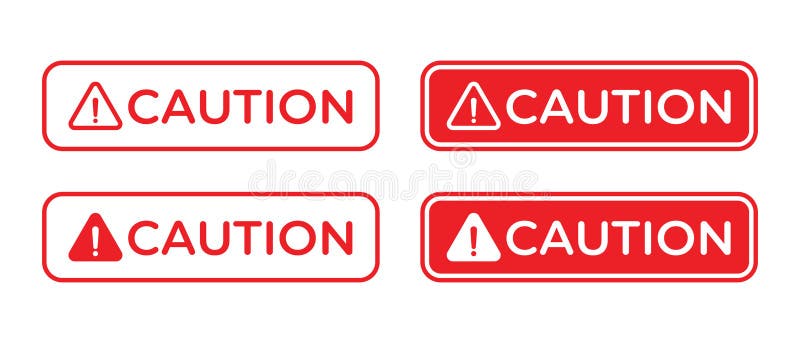 Red Caution, Hazard Warning Sign Icon in Flat Design Stock Vector ...