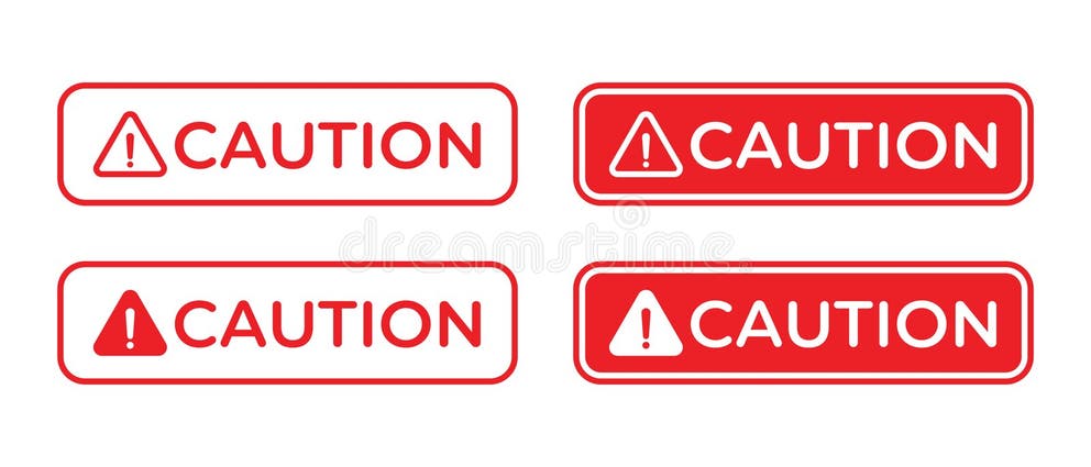 Red Caution, Hazard Warning Sign Icon in Flat Design Stock Vector ...