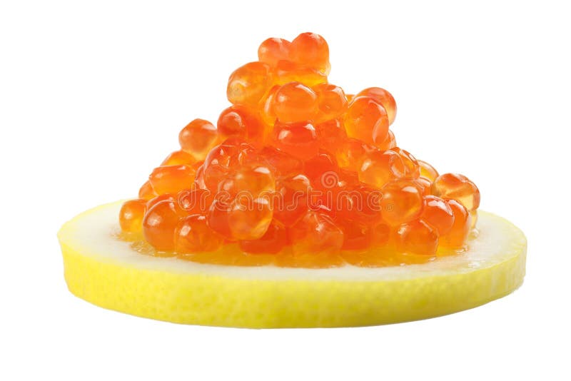 Red caviar in lemon stock photo. Image of eating, food - 25405608