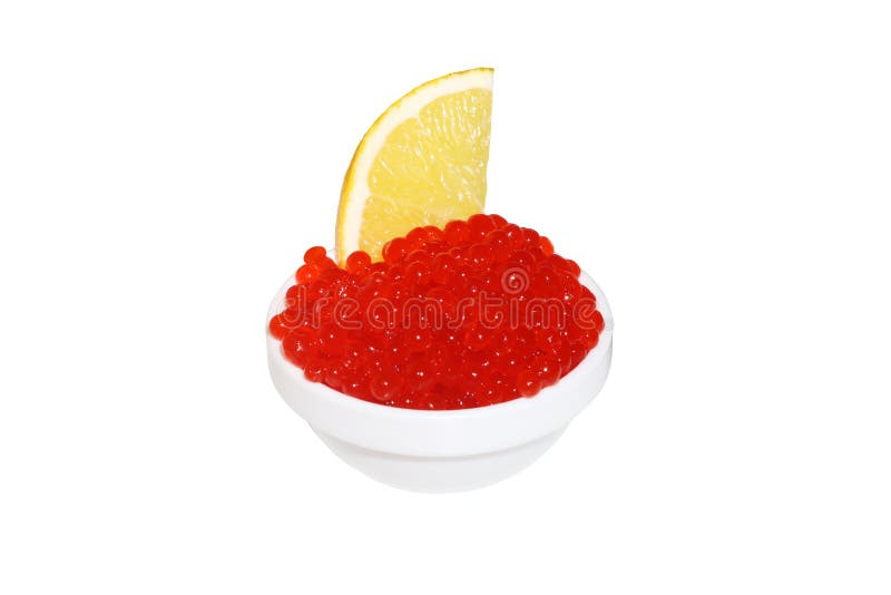 Red caviar and lemon stock image. Image of yellow, seafood - 7161269