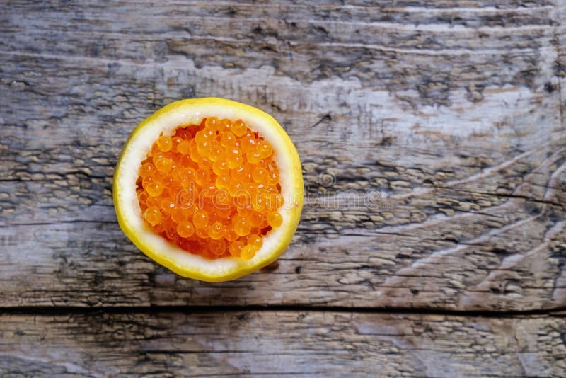 Red caviar lemon stock photo. Image of luxury, basket - 71993308