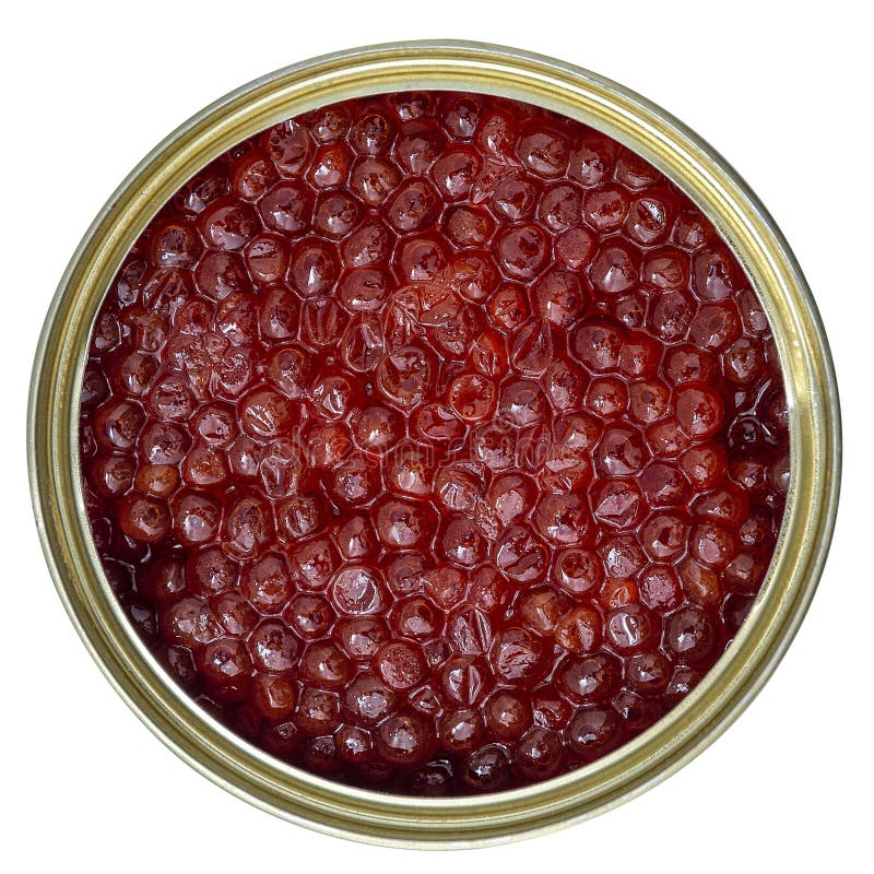 Red Caviar in the Open Container Isolated on White Stock Image - Image ...