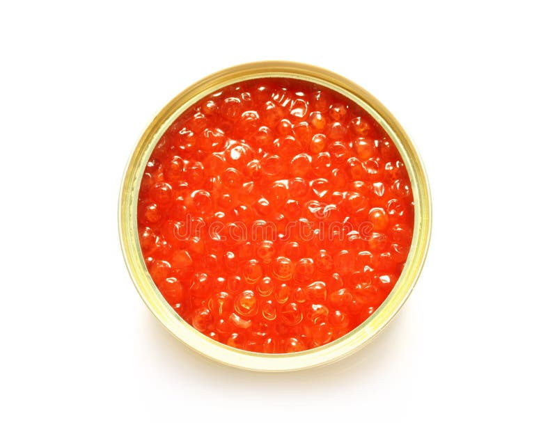 Red Caviar in the Open Metal Container Stock Image - Image of full ...