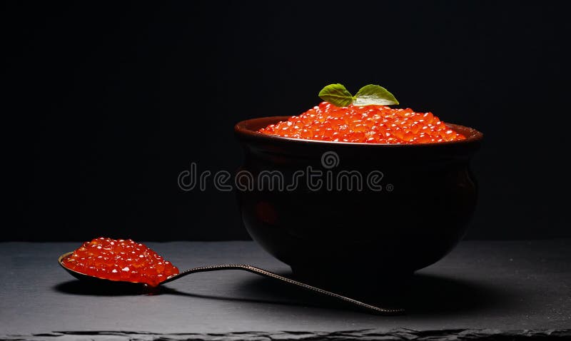 Red caviar in pot stock photo. Image of seafood, closeup - 196798536