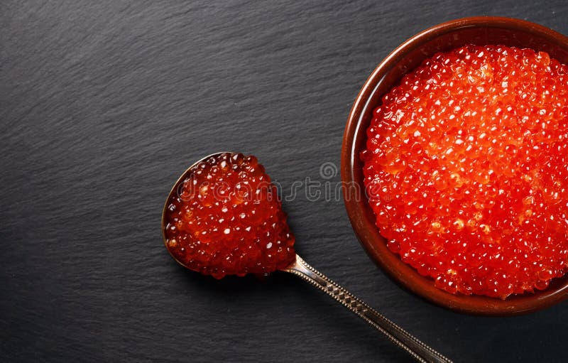 Red caviar in pot stock image. Image of delicious, omega - 196798559