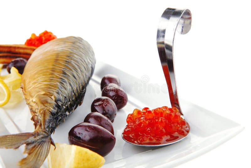 Red caviar and sea fish stock photo. Image of nutrition - 14945024