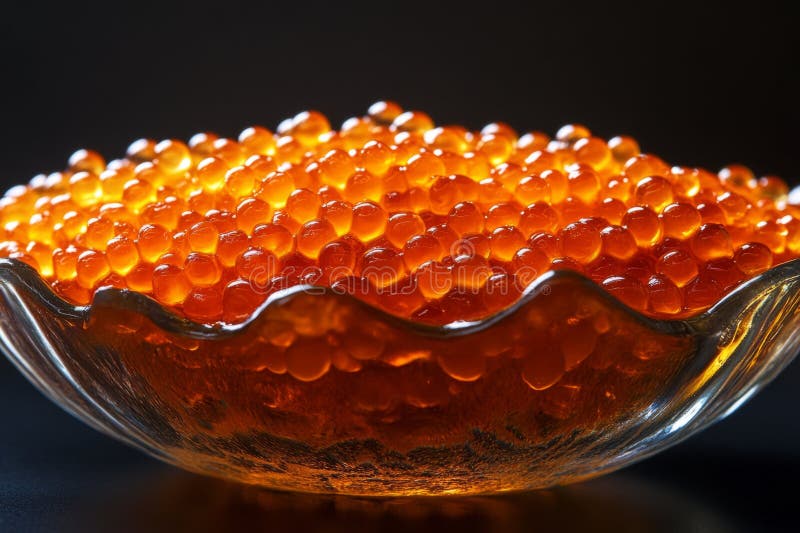 Red Caviar is Served in a Crystal Bowl, Creating a Luxurious Culinary ...