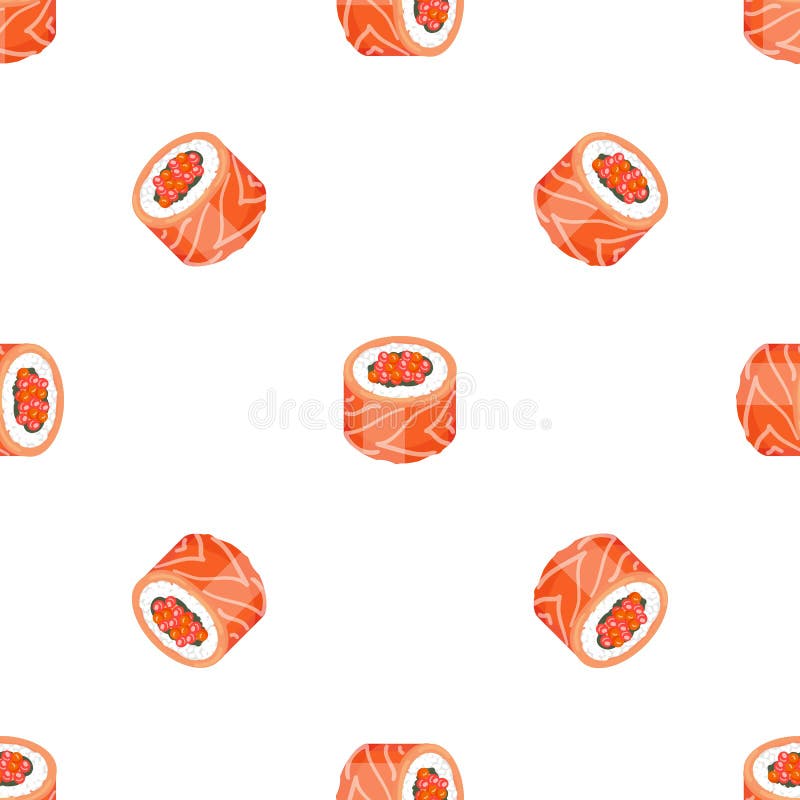Red Caviar Sushi Roll Pattern Seamless Vector Stock Vector ...