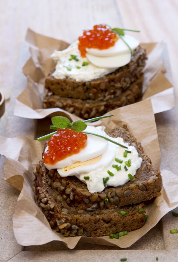 Red Caviar with Wholemeal Bread. Stock Photo - Image of cuisine, plate ...