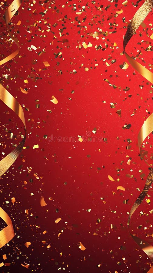 Red Celebration Background with Golden Confetti Stock Photo - Image of ...