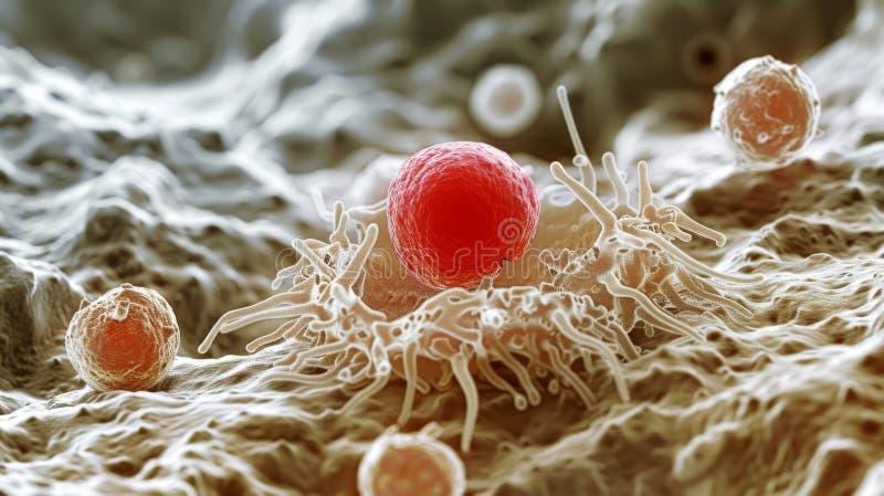 A Red Cell Engulfed by a White Cell with the White Cells Membrane ...