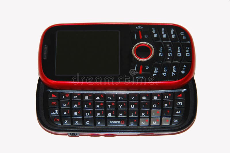 Red Cell Phone with Sliding Qwerty Keyboard Stock Photo - Image of ...