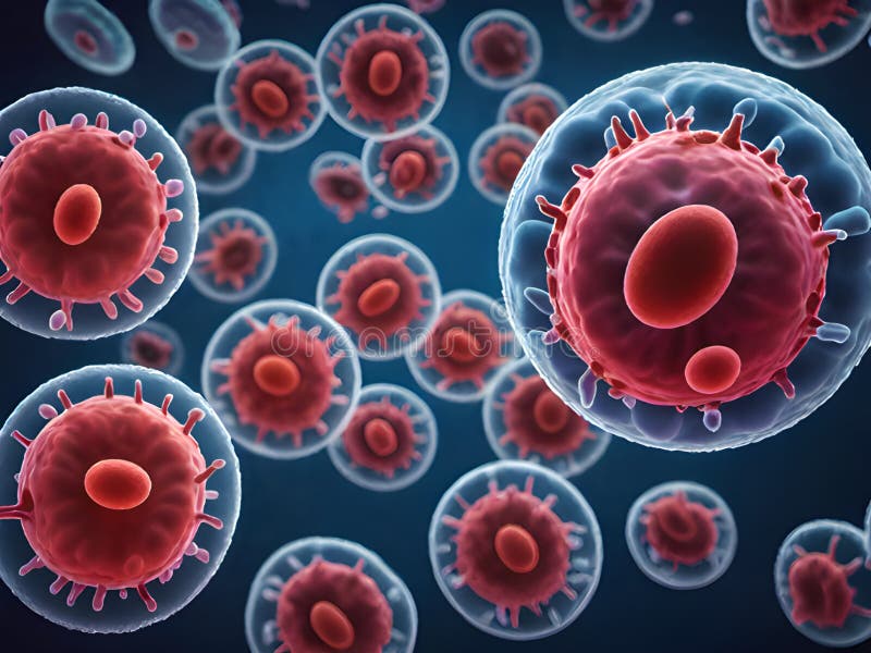 A Red Cell Surrounded by a Group of Blue Cells Stock Illustration ...