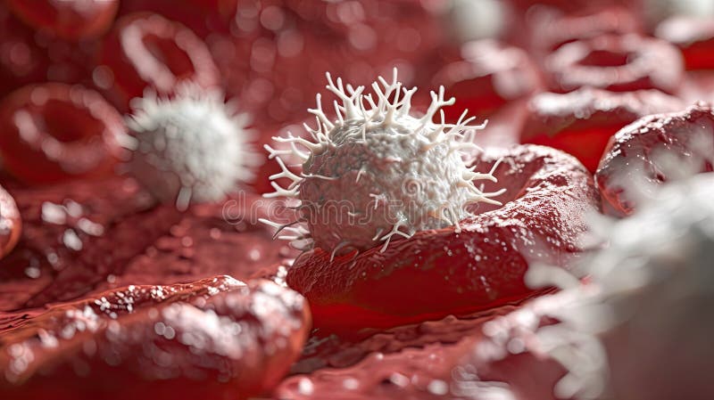A Red Cell Surrounded by White Blood Cells Move through a Blood Vessel ...