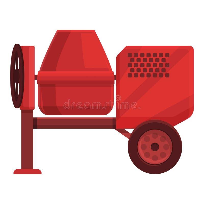 Red Cement Machine Icon Cartoon Vector. Mix Worker Stock Vector ...