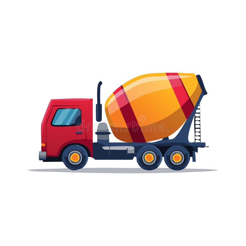 Red Cement Mixer Truck Cartoon Illustration for Construction and ...