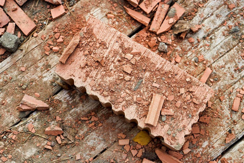 Red Ceramic Brick Close Up. Construction Background. Construction of a ...