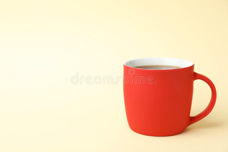 Red Ceramic Cup with Hot Aromatic Coffee Stock Photo - Image of copy ...